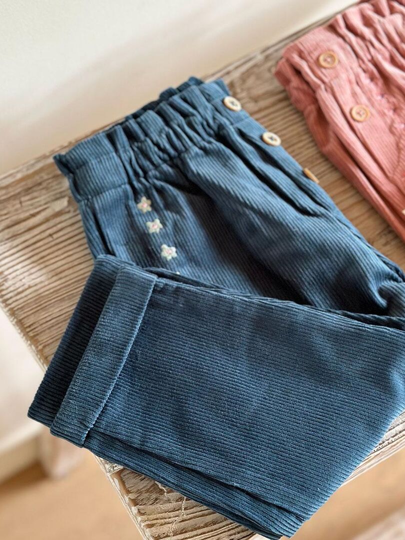 Pantalon bébé en velours côtelé Népal - Bleu - Kiabi - 12.59€
