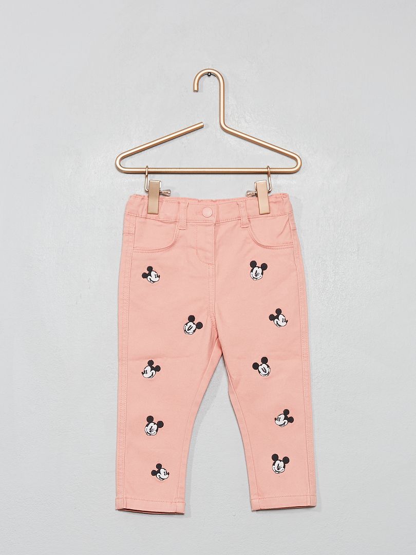 Pantalon brodé 'Mickey' - vieux rose - Kiabi - 14.00€