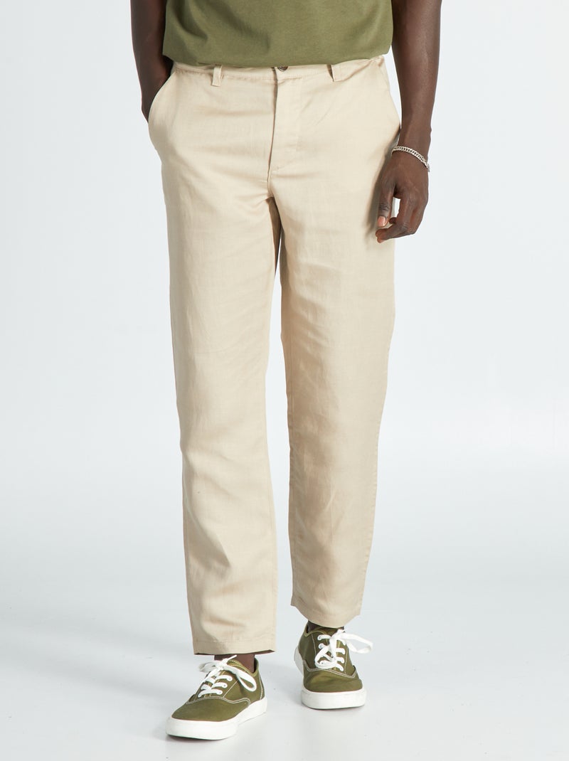 Pantalon chino slim - beige - Kiabi - 25.00€