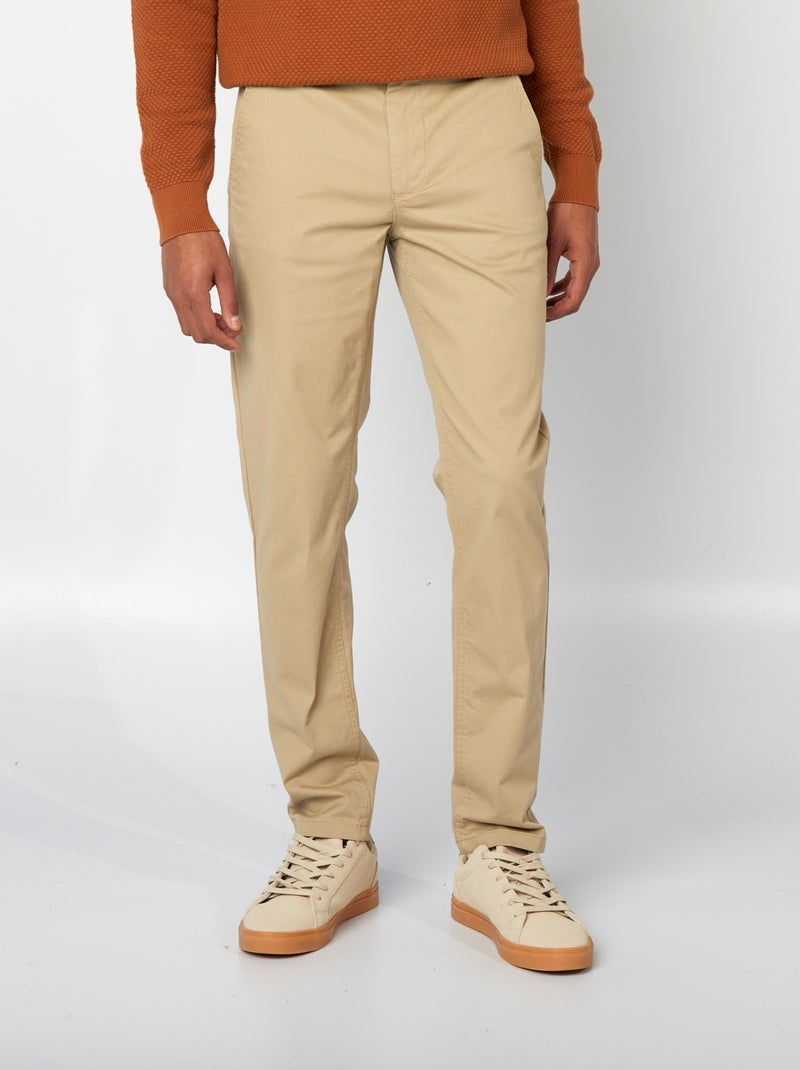 Pantalon chino slim - Beige - Homme - 17.00€ - Kiabi