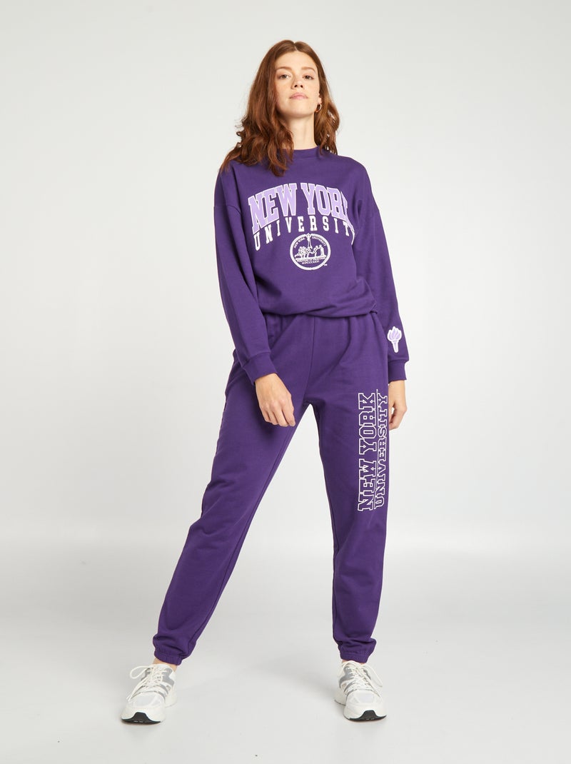 Pantalon de jogging 'New-York University' - Violet - 20.00€ - Kiabi