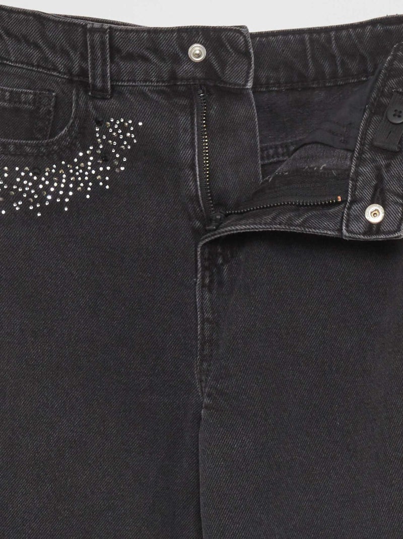 Pantalon denim wideleg à strass - Gris - Kiabi - 15.00€