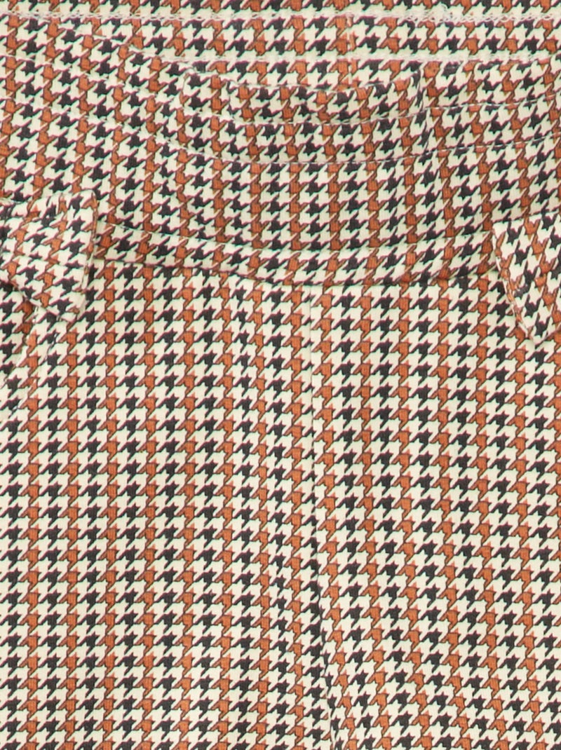 Pantalon droit avec motif 'pied de poule' - marron - Kiabi - 8.00€