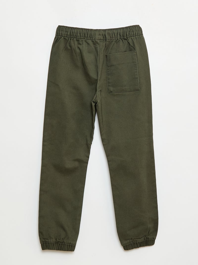 Pantalon élastiqué en coton - Kaki - Garçon - 15.00€ - Kiabi
