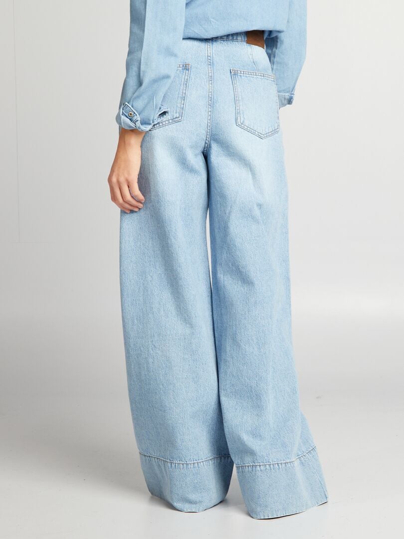 Pantalon en jean wide-leg / large - Bleu - Kiabi - 18.00€