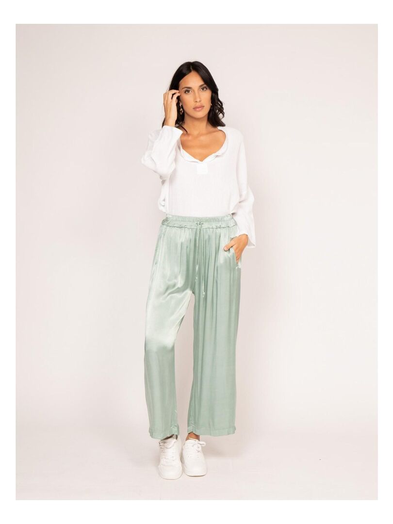 Pantalon fluide ELSITA - Vert - Kiabi - nu€