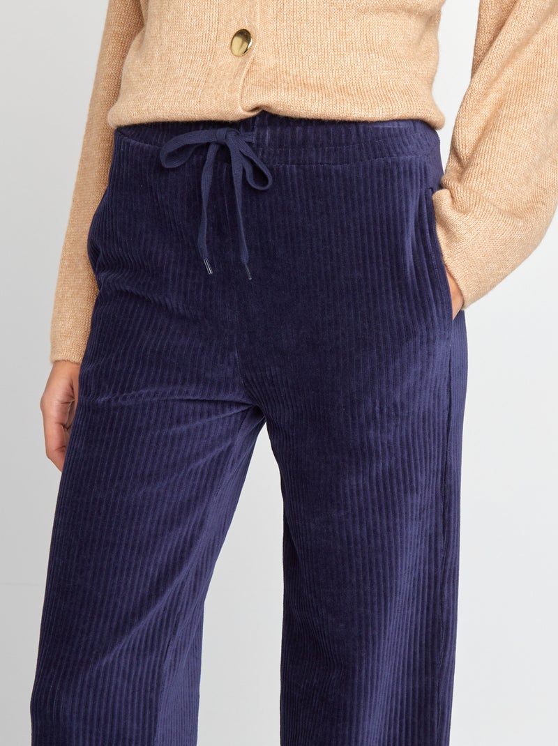 Pantalon jogging en velours côtelé - Bleu marine - Femme - 5.40€ - Kiabi