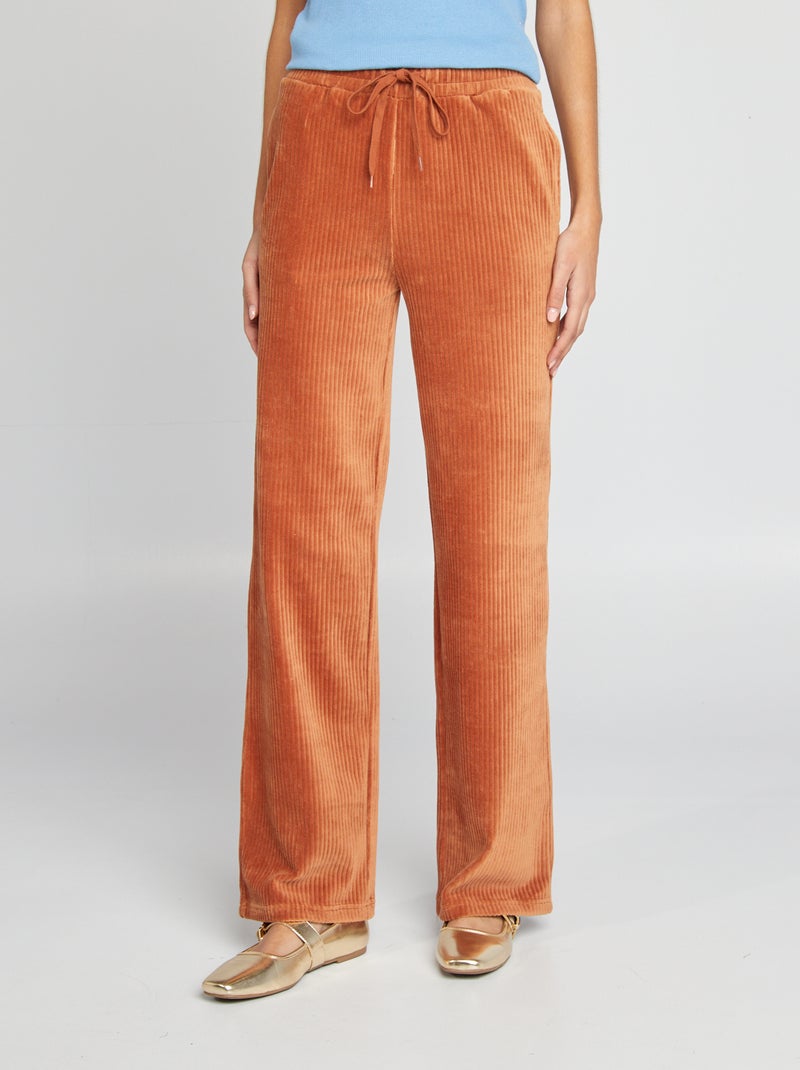 Pantalon jogging en velours côtelé - Marron - Femme - 7.20€ - Kiabi