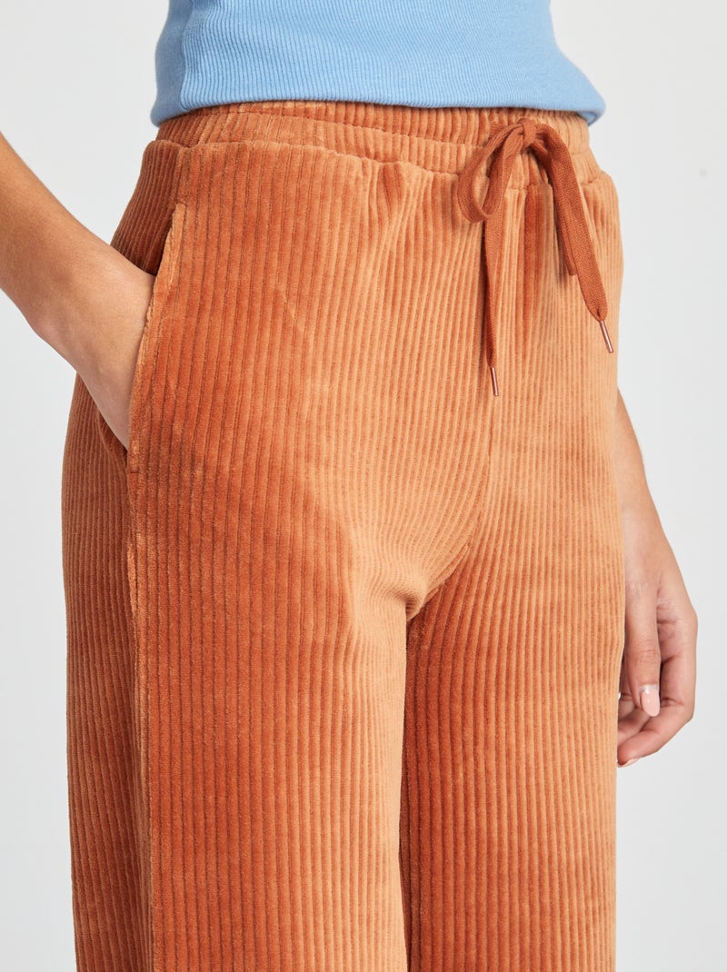 Pantalon jogging en velours côtelé - Marron - Femme - 7.20€ - Kiabi