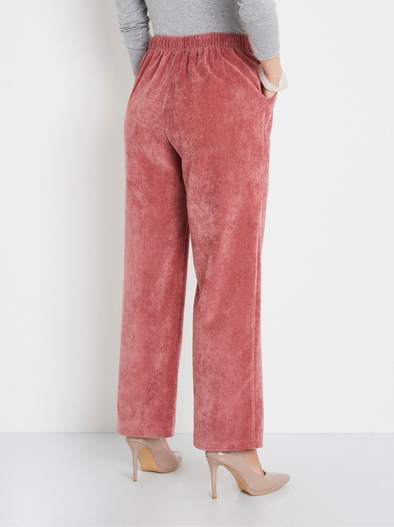 Pantalon large velours milleraies effet pont - Vieux rose - Grandes ...