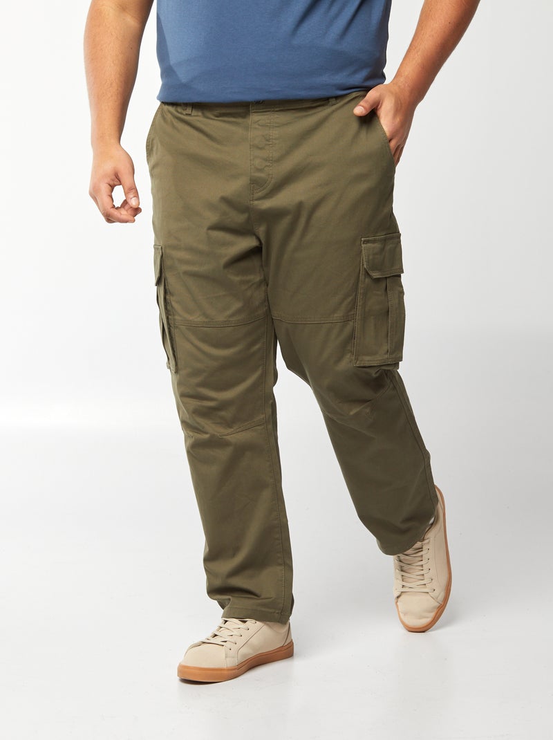 Pantalon uni avec multipoches - KAKI - Grandes tailles - Homme - 10.50 ...