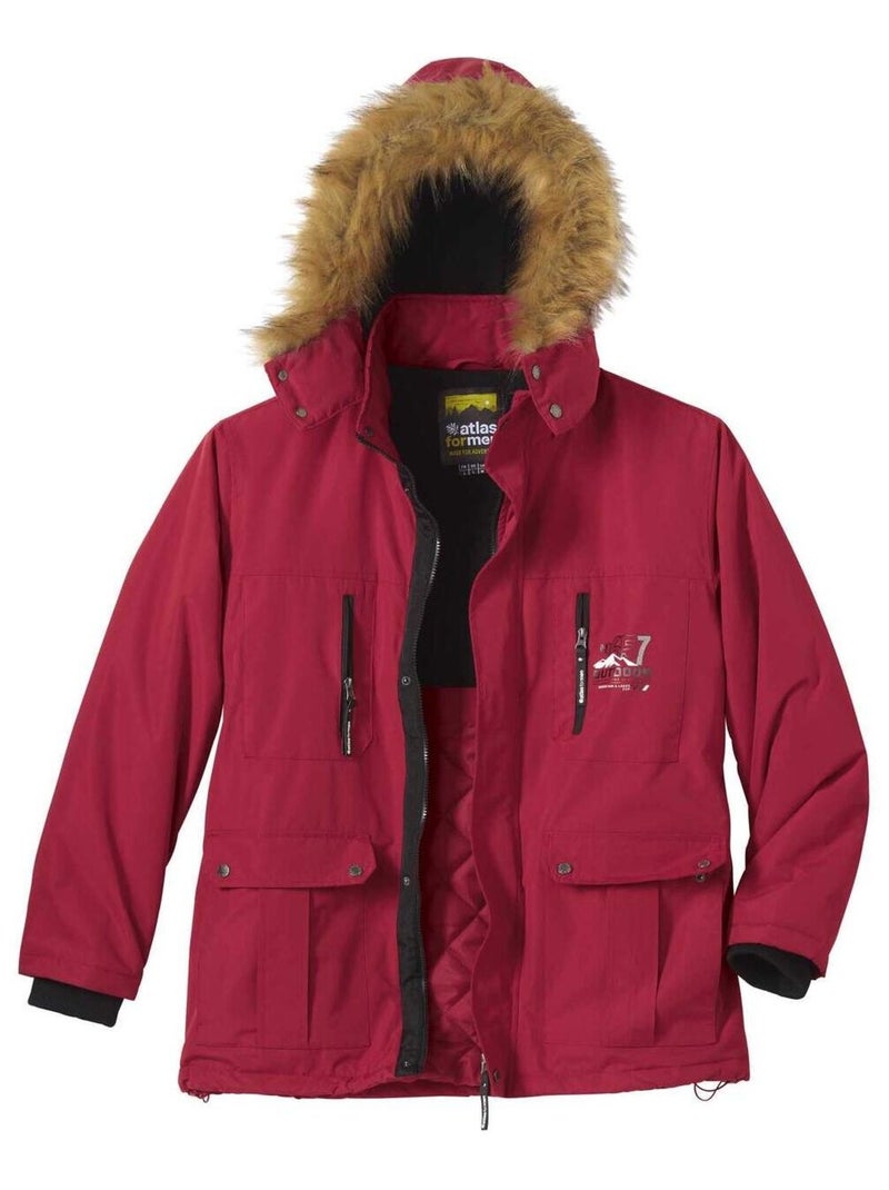 Parka Haute Performance avec Capuche - Atlas For Men - Rouge - Kiabi - nu€