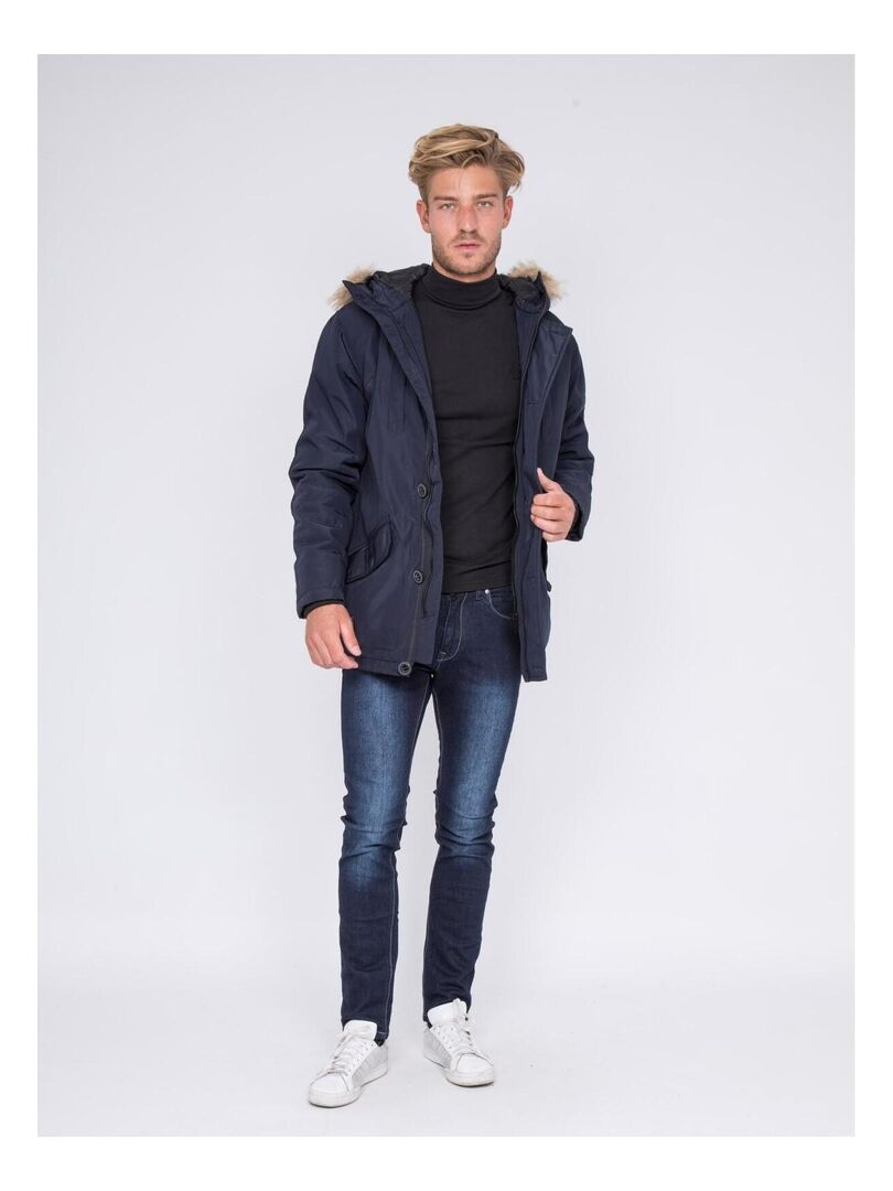 Parka mi-longue capuche ZALIX - Bleu marine - Kiabi - 71.94€