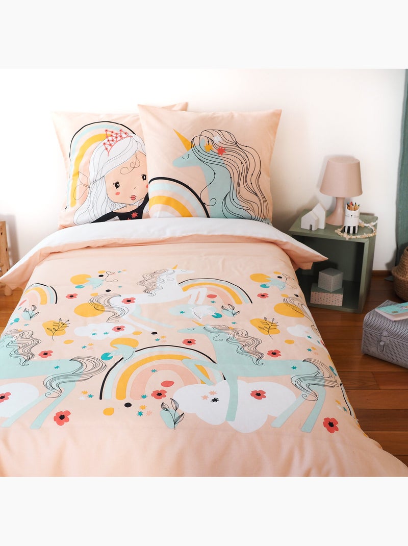 Parure De Couette 140x200cm polycoton motif licorne, LOLA - Rose - 39. ...
