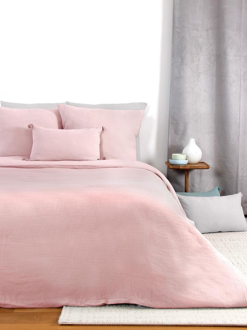 Parure de lit en double gaze de coton - Rose clair - Kiabi - 46.43€