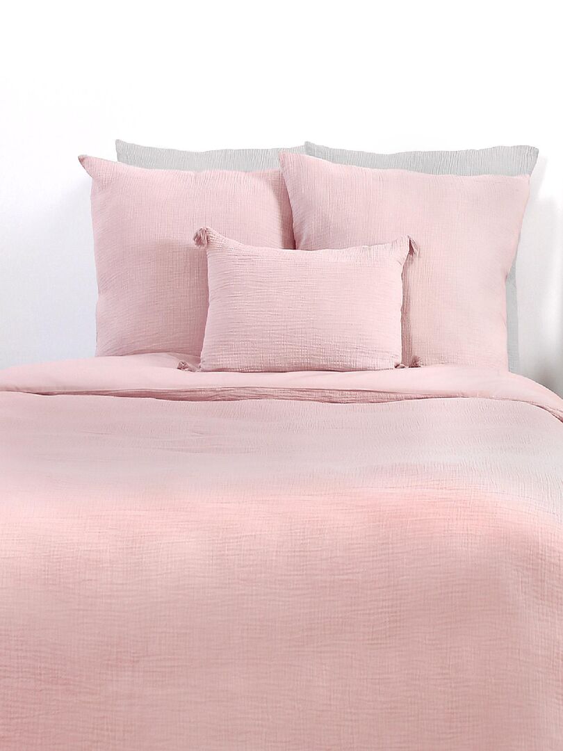 Parure de lit en double gaze de coton - Rose clair - Kiabi - 46.43€
