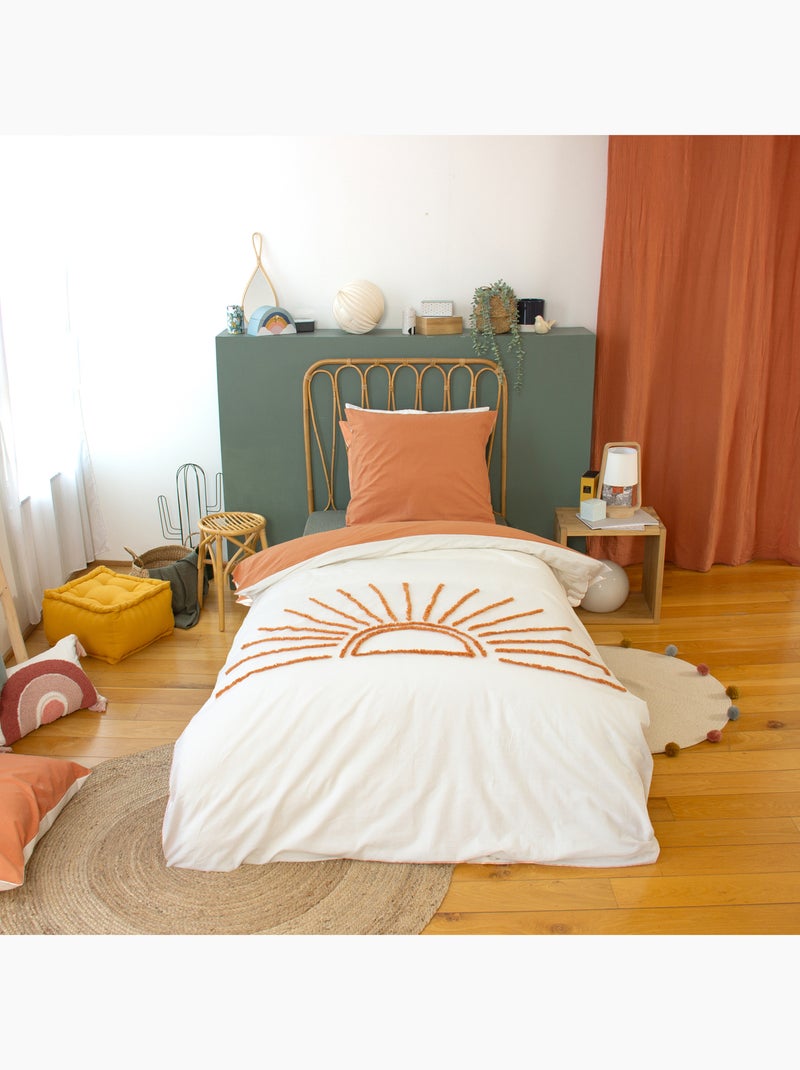 Parure de lit enfant coton tufté motif soleil - Terracotta - 46.99€ - Kiabi