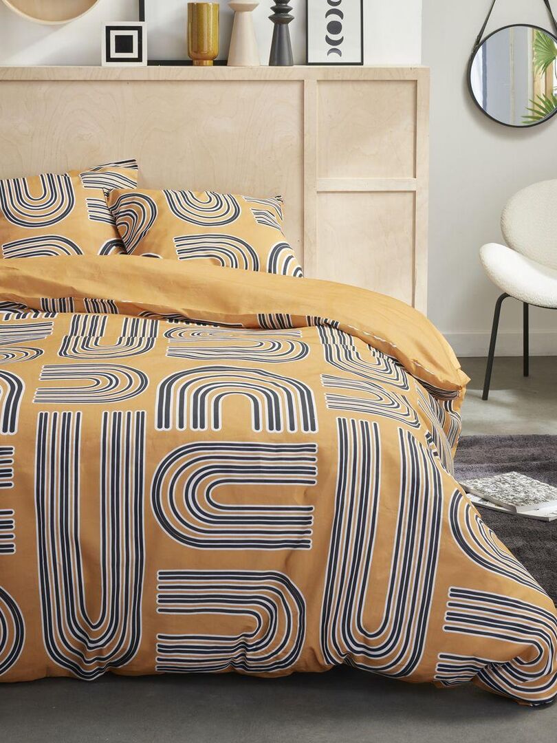 Parure de lit imprimé Géométrique coton SUNSHINE JAN - Orange - Kiabi ...