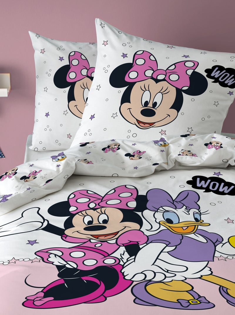 Parure de lit imprimée 100% coton, DISNEY HOME MINNIE LADY - Blanc Rose ...
