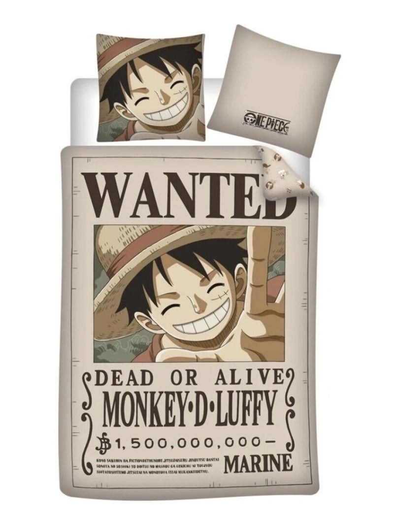 Parure de Lit One Piece – Luffy 'Wanted' – Housse de Couette + Taie d ...