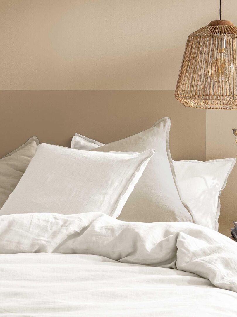Parure de lit unie en lin, LIN LAVÉ - Blanc cassé - Kiabi - 156.00€