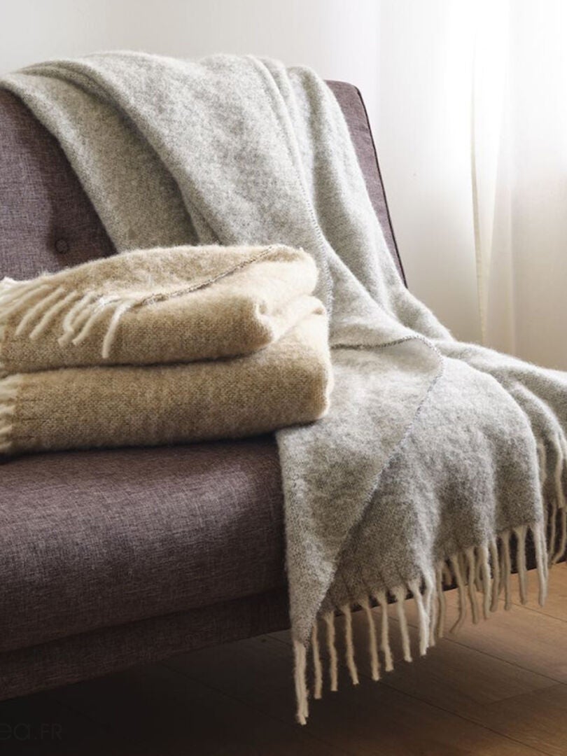 Plaid alpaga, mohair et laine LIMA - Marron foncé - Kiabi - 141.00€