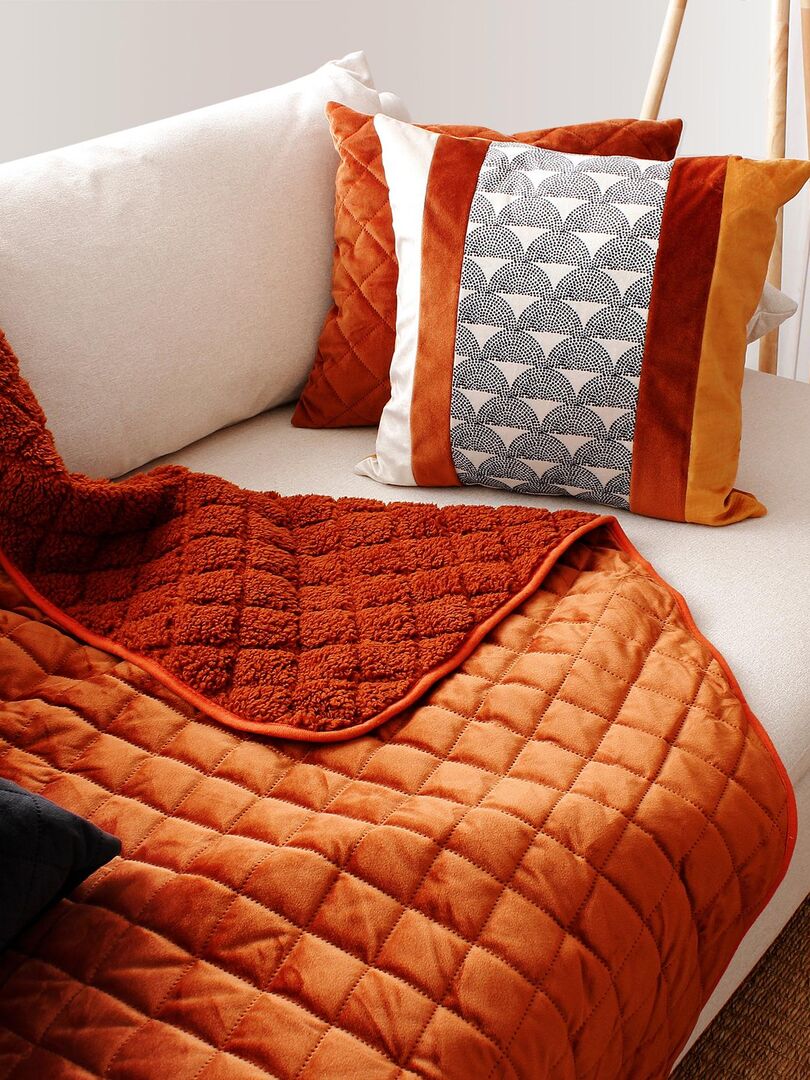 Plaid en velours et sherpa - Marron tabac - Kiabi - 40.26€