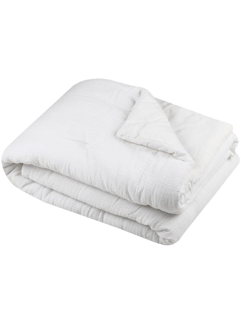 Plaid ou Edredon en gaze de coton 180 x 220 cm Pop color ecru - Ecru ...