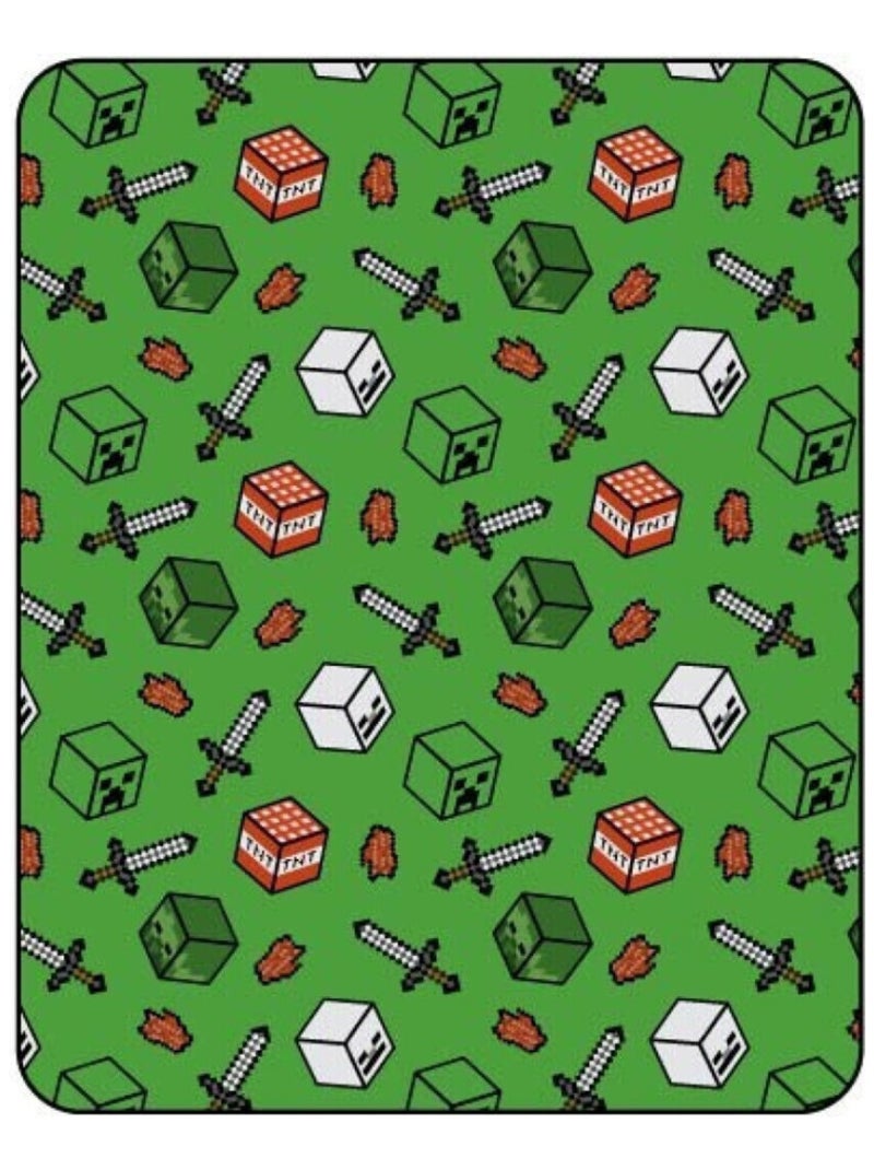 Plaid Polaire en flanelle Minecraft - Vert - Multicolore - Kiabi - nu€