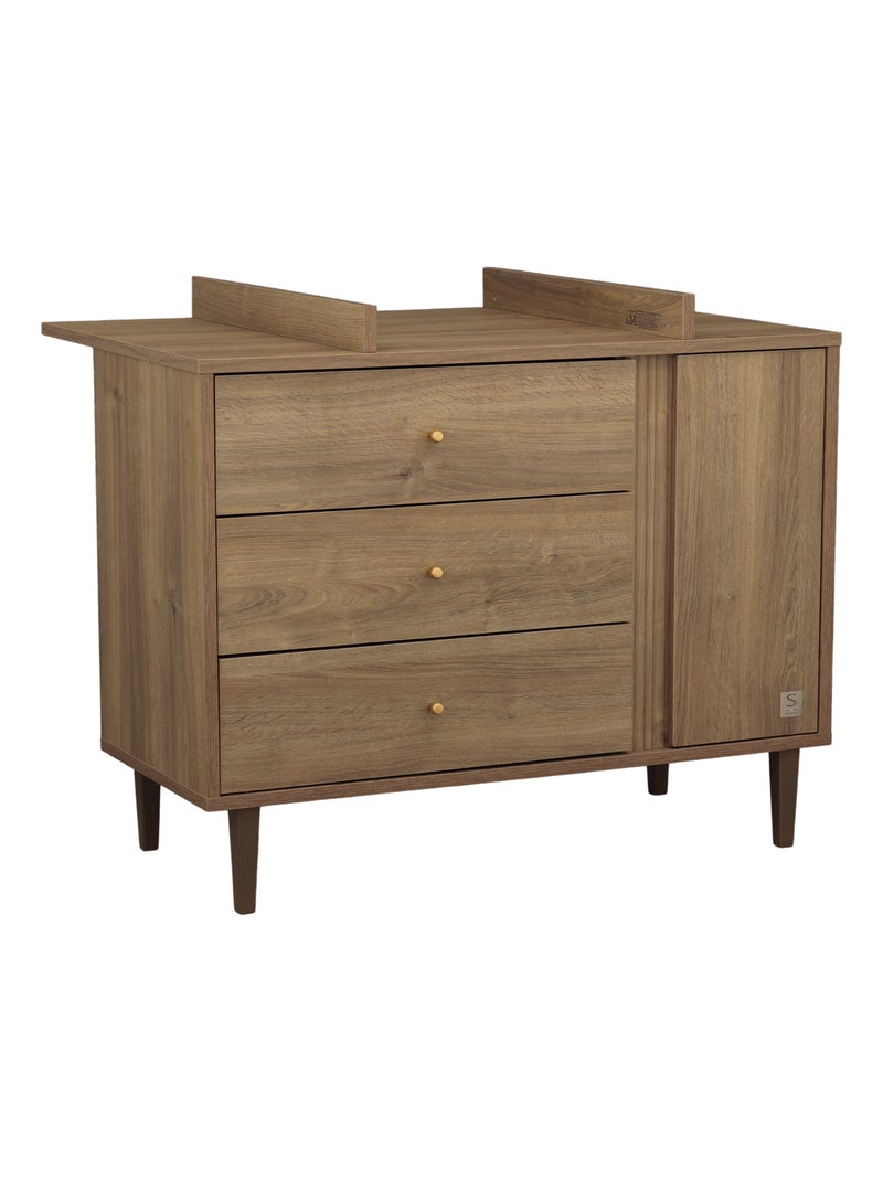 Plan à langer pour commode 3 tiroirs et 1 porte - SAUTHON - Marron ...