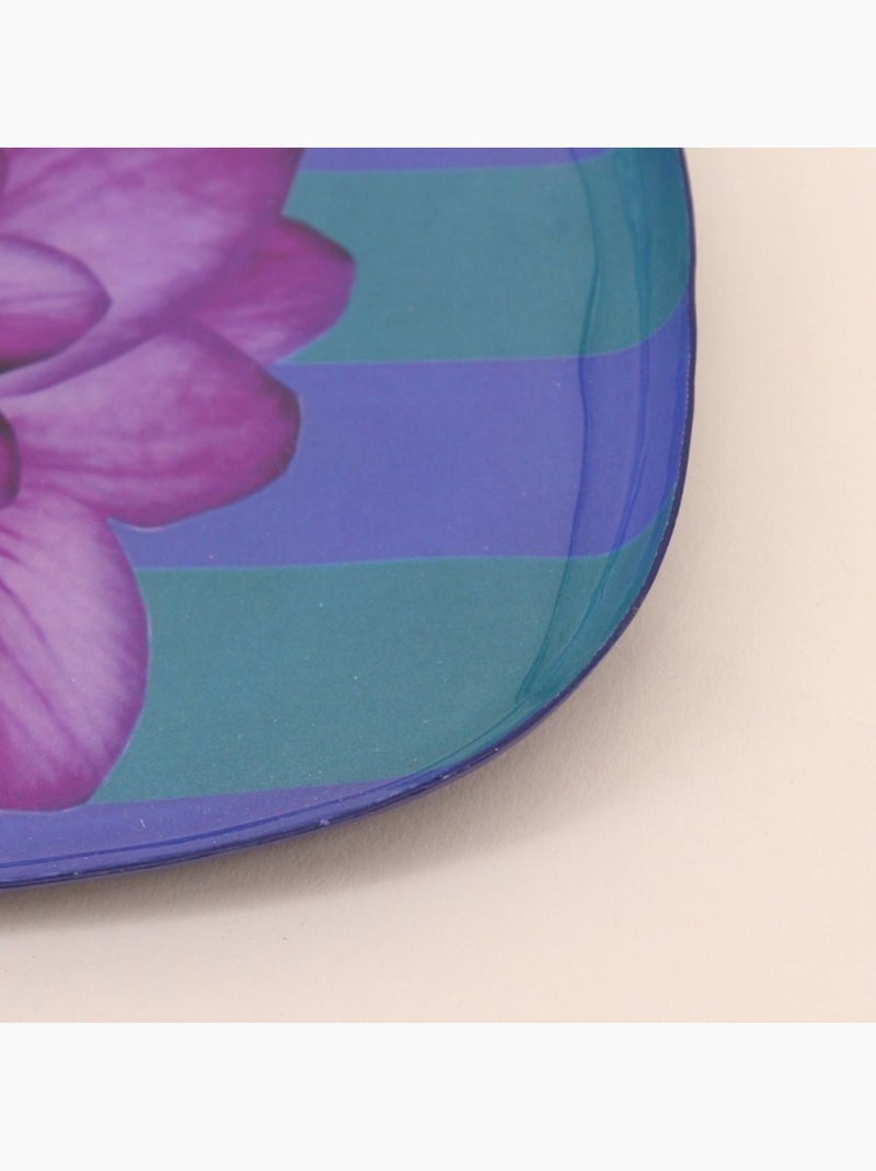 Plateau en métal laqué à rayures bleus / violettes 20x14cm - Violet ...
