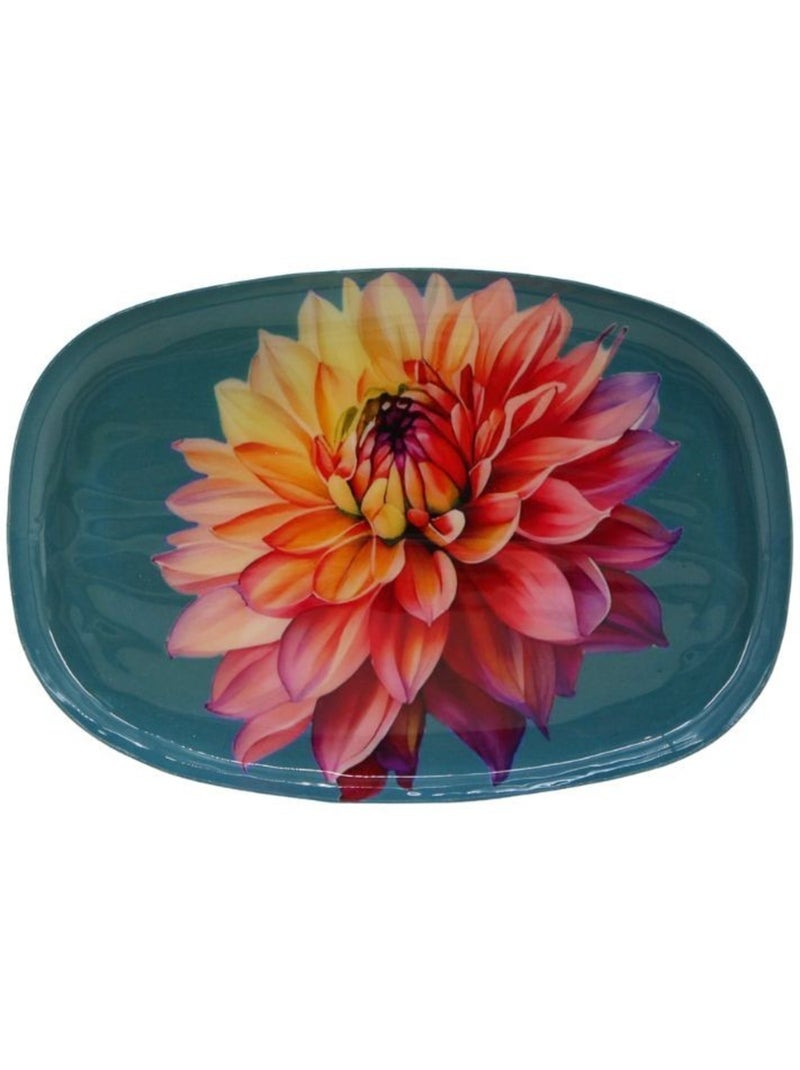 Plateau en métal laqué turquoise fleuri 20x14cm - Bleu - Maison - 24.90 ...