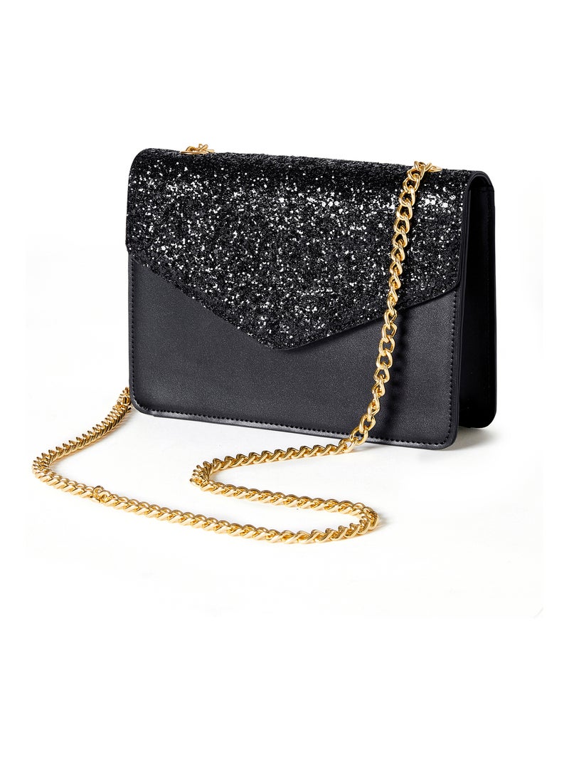 Pochette avec rabat en sequins - Damart - Noir - Kiabi - nu€