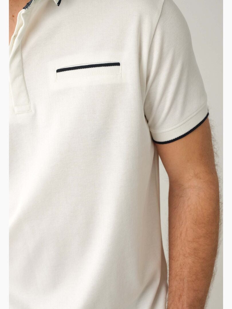 Polo col à bord côte jersey coton 'Deeluxe' - Blanc - Kiabi - 29.99€