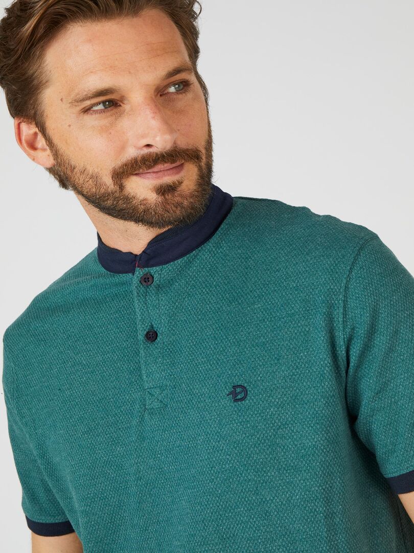 Polo col mao - Damart - Bleu turquoise - Kiabi - nu€