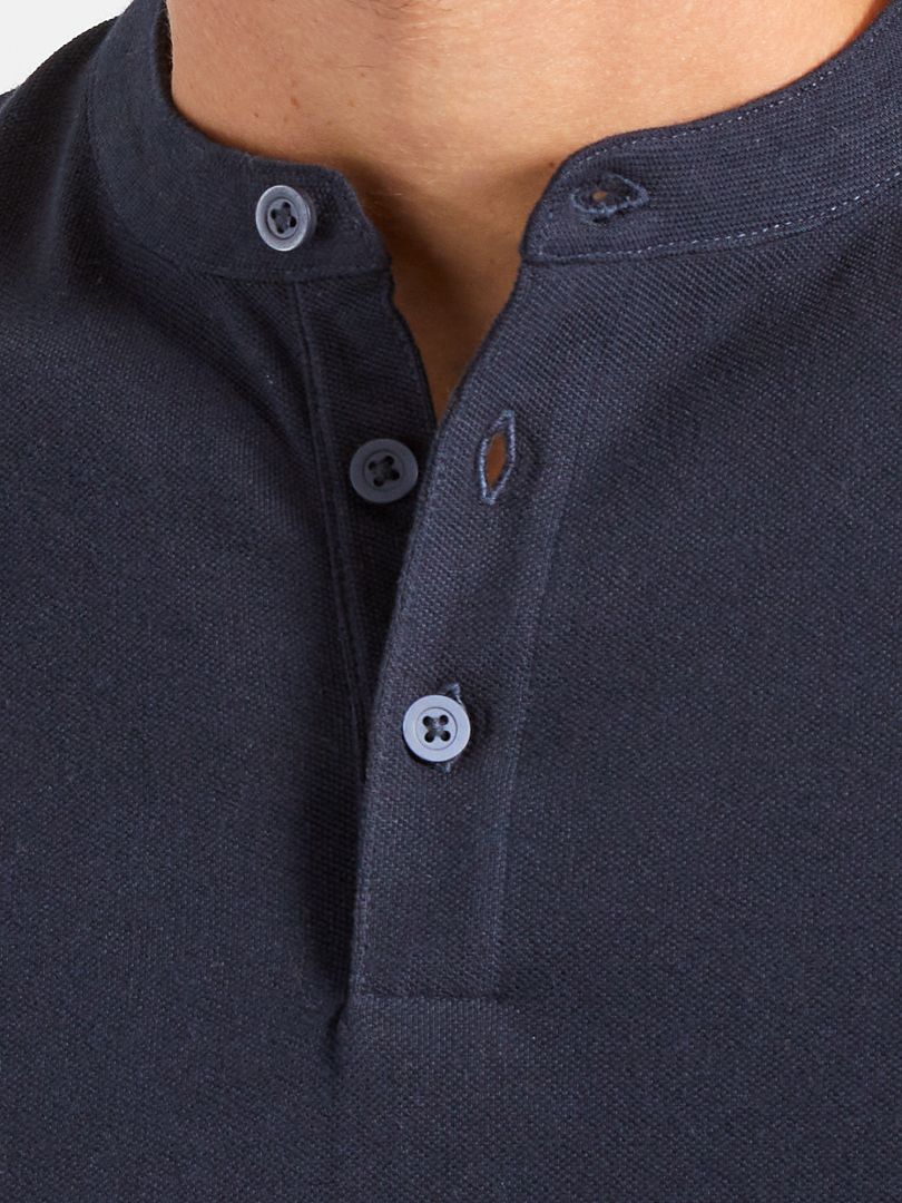 Polo col mao en piqué de coton - bleu marine - Kiabi - 10.00€