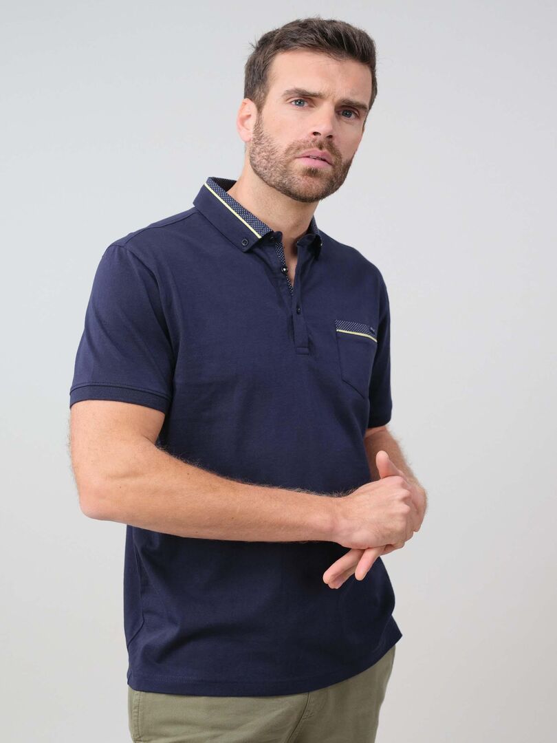 Polo col polo jersey coton 'Deeluxe' - Bleu marine - Kiabi - 29.99€