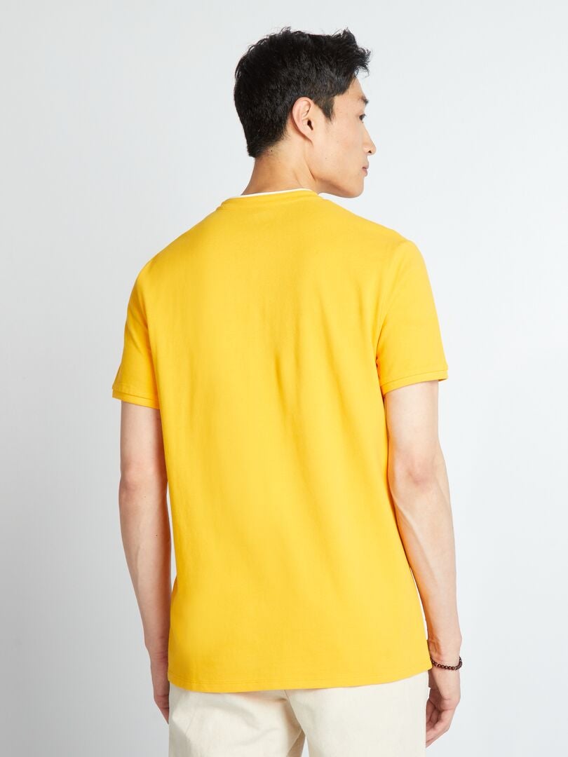 Polo en piqué de coton à col mao - Jaune - Kiabi - 12.00€
