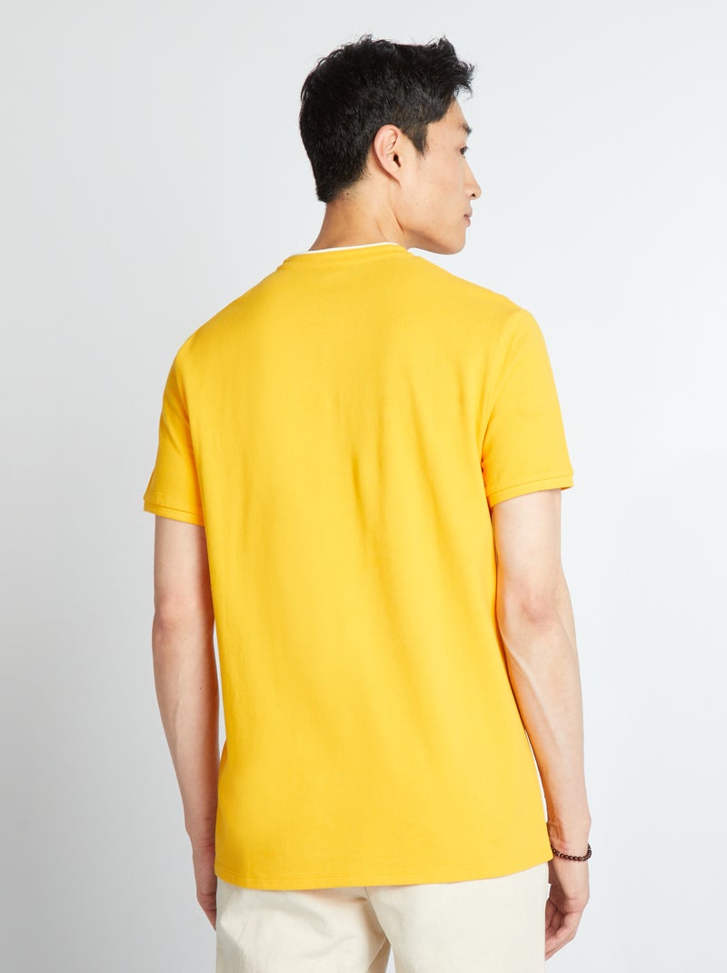Polo en piqué de coton à col mao - Jaune - 12.00€ - Kiabi