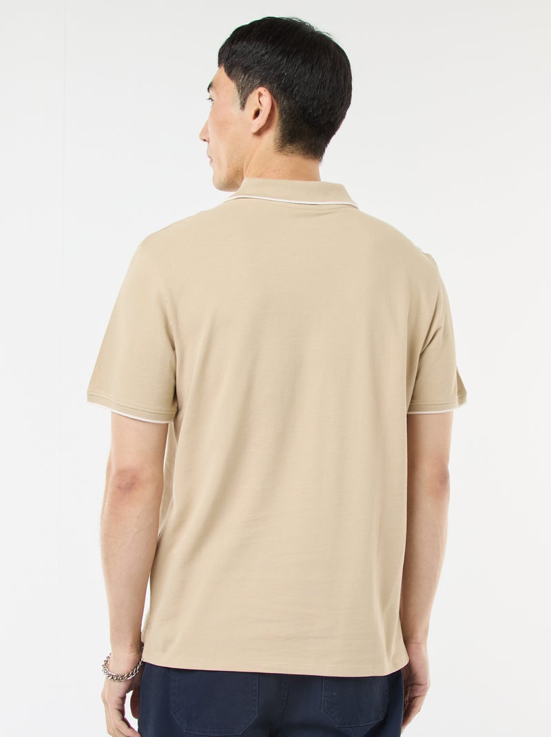 Polo en piqué de coton - Beige - Homme - 10.00€ - Kiabi
