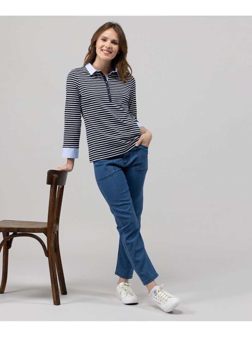 Polo M3/4 Multicolore Femme Terre de Marins - Bleu - Kiabi - 25.00€