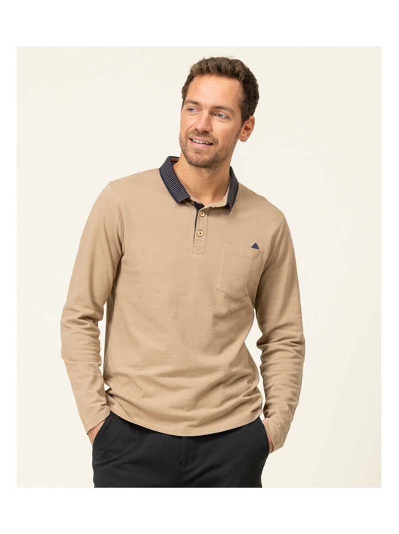 Polo manches longues - Terre de Marins - Beige - Homme - 33.60€ - Kiabi