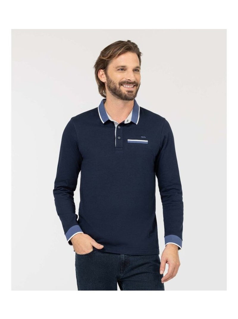 Polo manches longues - Terre de Marins - Bleu marine - Homme - 39.00 ...