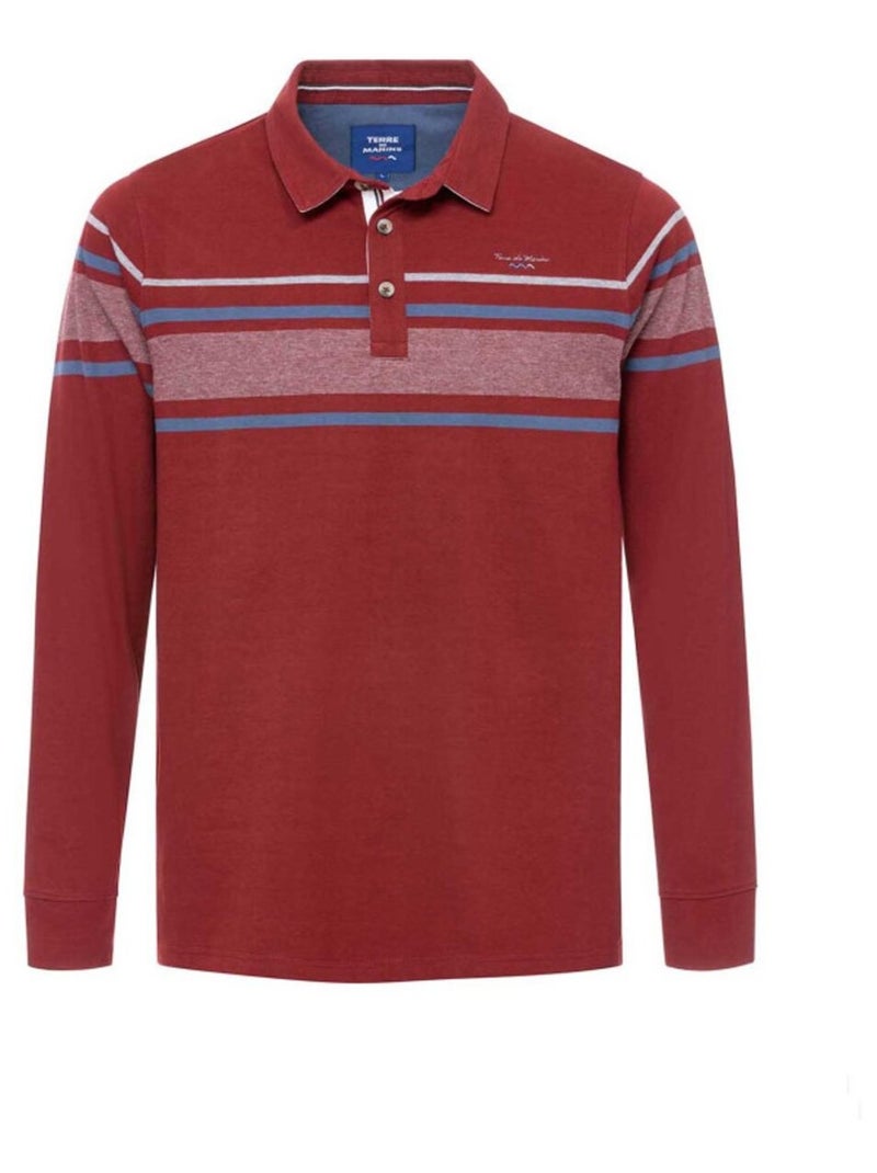 Polo manches longues - Terre de Marins - Rouge bordeaux - Homme - 28.00 ...