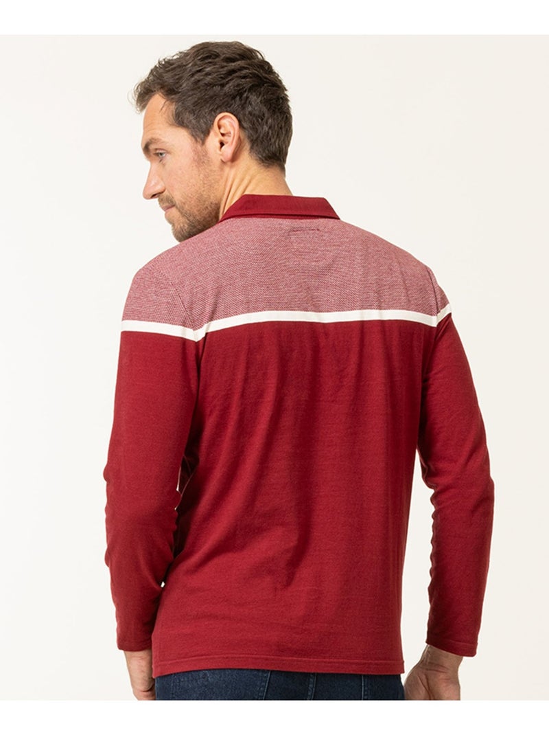 Polo manches longues rouge bordeaux Homme - Terre de Marins - Rouge ...