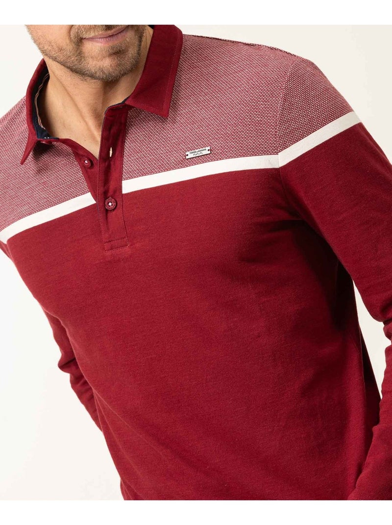 Polo manches longues rouge bordeaux Homme - Terre de Marins - Rouge ...