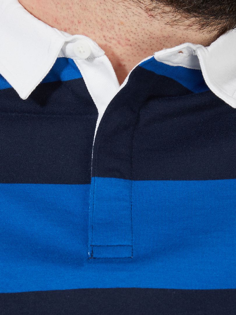Polo rayé esprit rugby - bleu marine/bleu - Kiabi - 18.00€