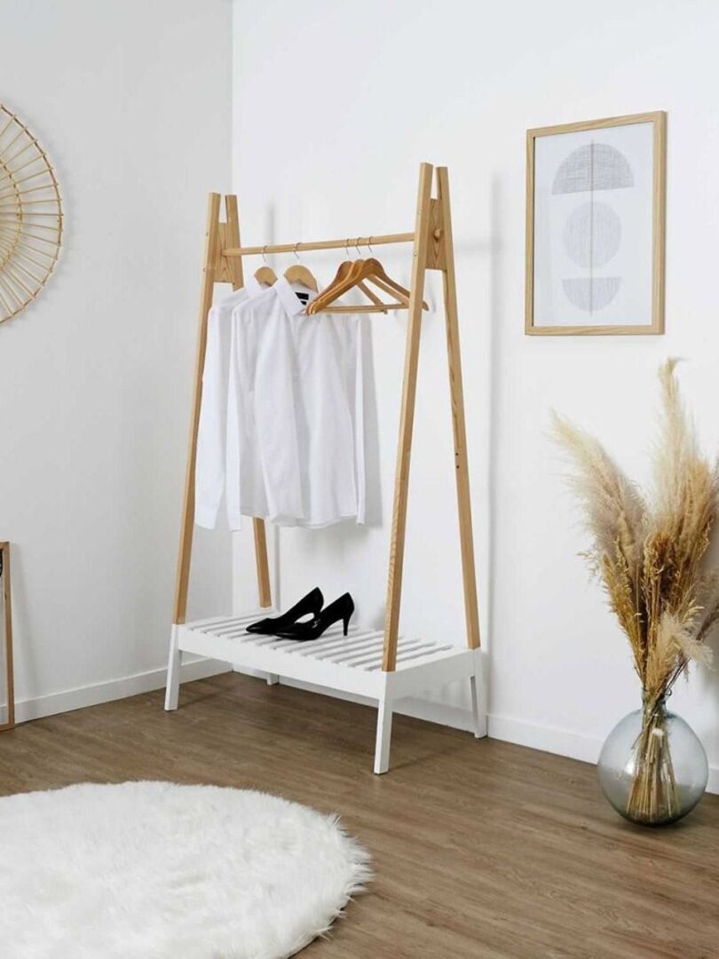 Portant à vêtements bois blanc - Blanc - Kiabi - nu€