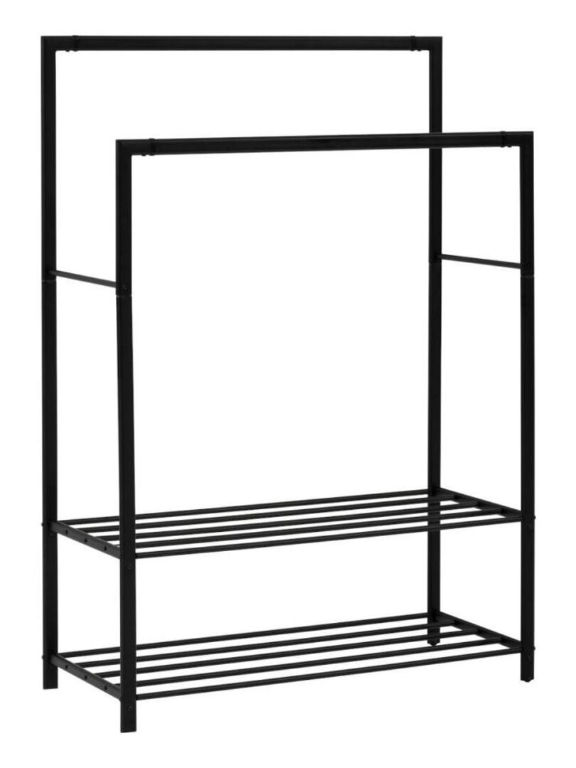 Portant à vêtements double avec 2 étagères métal - Noir - Kiabi - 98.80€
