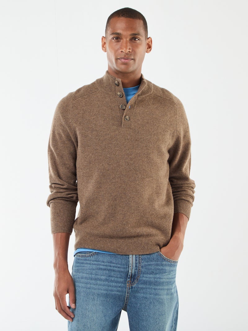 Pull à col camionneur - Beige - Homme - 10.50€ - Kiabi
